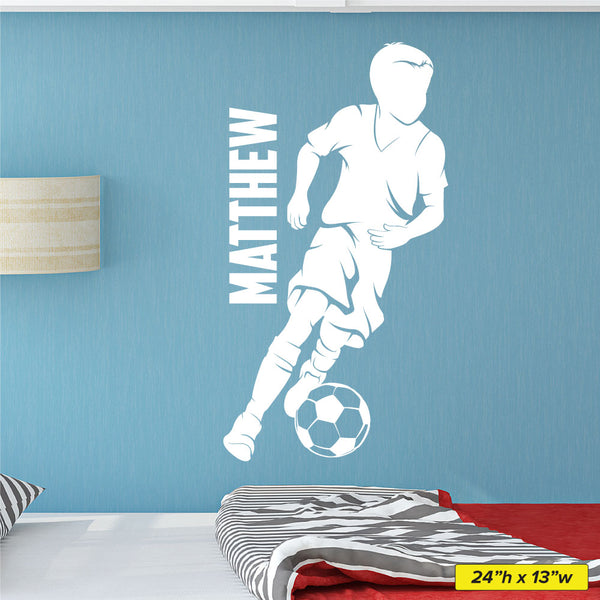Custom Name Boys Soccer Wall Decal, 0273, Personalized Soccer Wall Dec ...