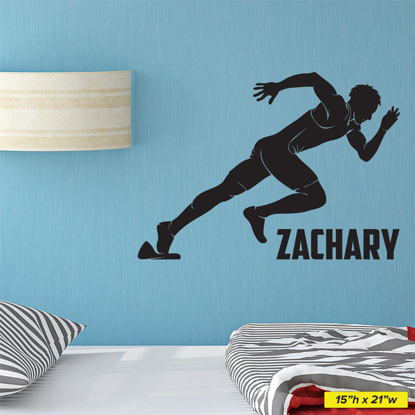 Custom Track Wall Decal, 0433, Personalized Boys Track Wall Decal, Spr ...