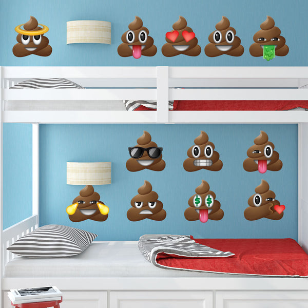 Emoji Wall Decals - 12" tall - Poop Emoji 12 Set - 0439 – 317Signs.com
