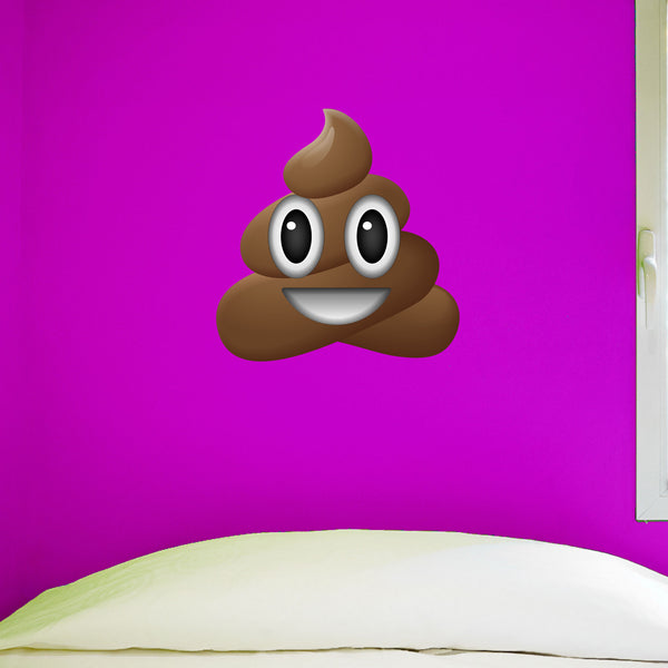 Smiling Poo Emoji Wall Sticker - 27.5"h x 26.5"w - Large Emoji Sticker ...